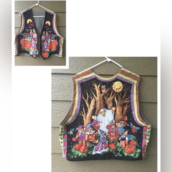 Handmade | Tops | Halloween Handmade Vest Grandma Bear Pumpkin Witch ...